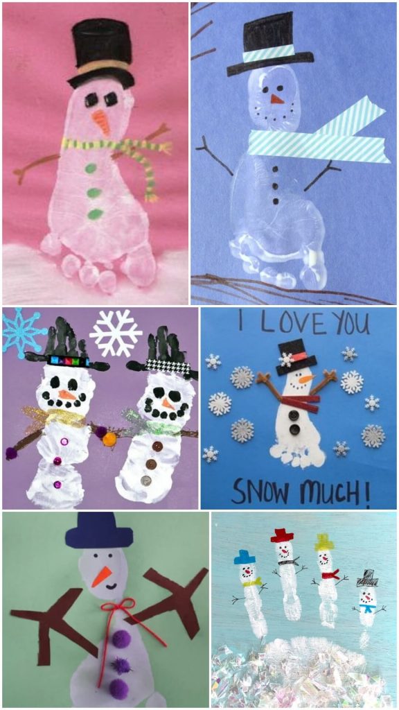 Footprint & Handprint Snowman Craft For Christmas - Kids Art & Craft