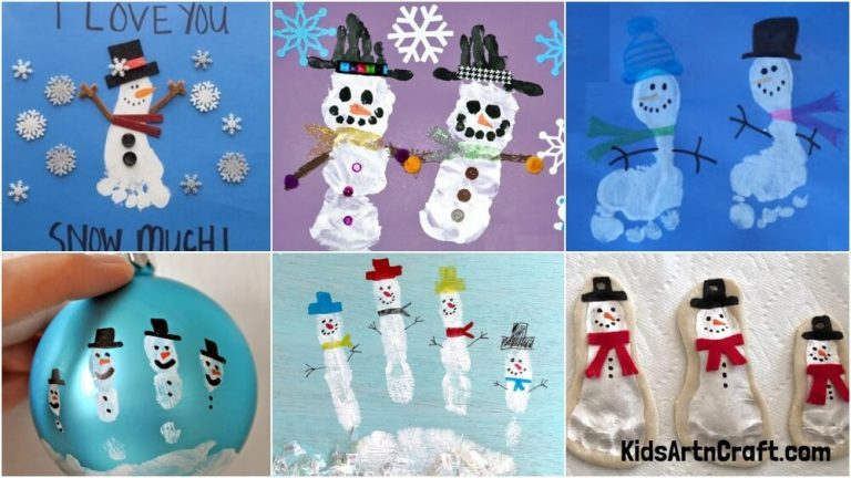 Footprint & Handprint Snowman Craft For Christmas - Kids Art & Craft