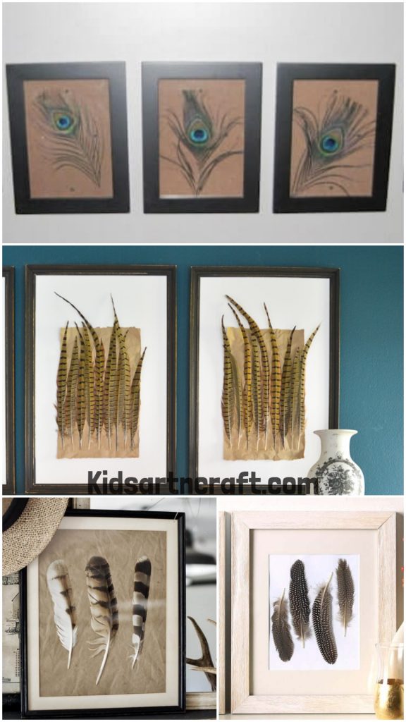 DIY Framed Feather Art Decor Ideas - Kids Art & Craft