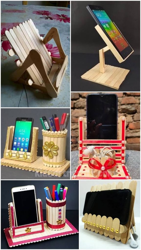 Homemade Mobile Phone Holder Crafts With Popsicle Stick Crafts - Kids ...