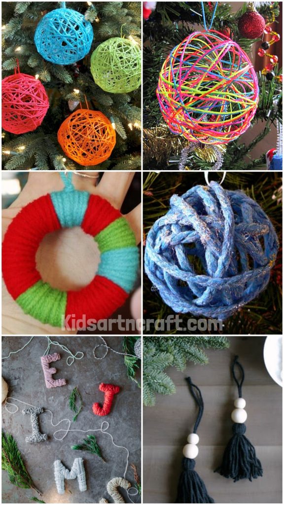 DIY Christmas Yarn Ornaments - Kids Art & Craft