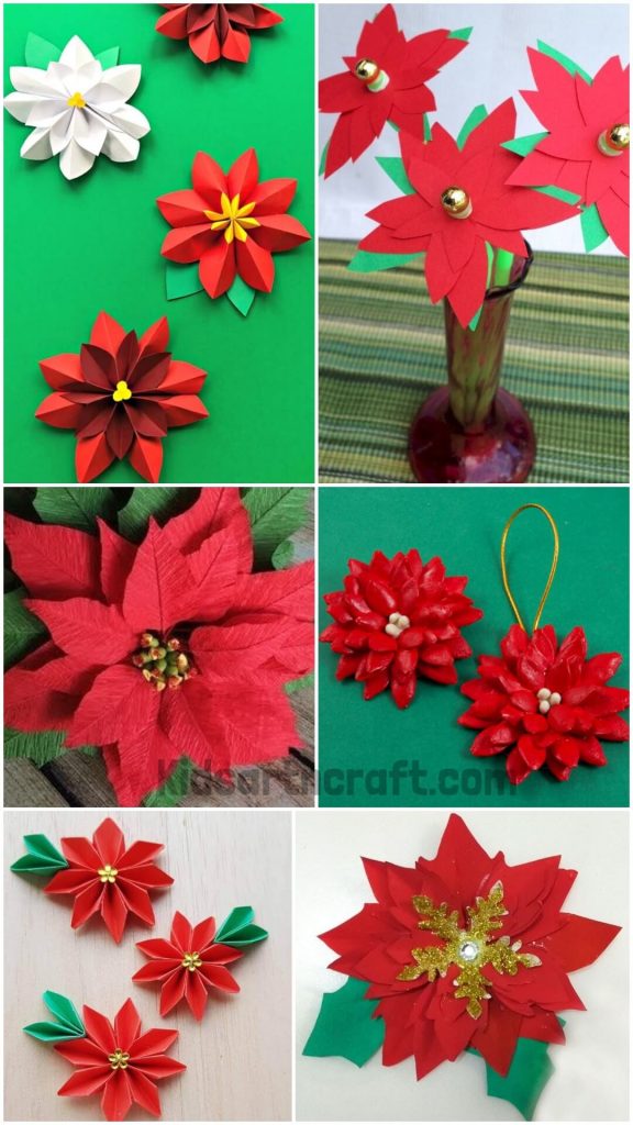 Poinsettia Flower Making Ideas for Christmas - Kids Art & Craft