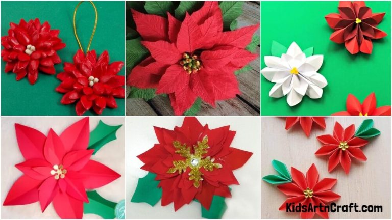 Poinsettia Flower Making Ideas for Christmas - Kids Art & Craft