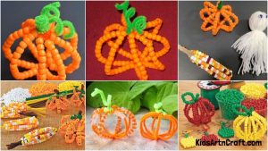Pony Bead Pumpkin Craft With Pipe Cleaners - Kids Art & Craft