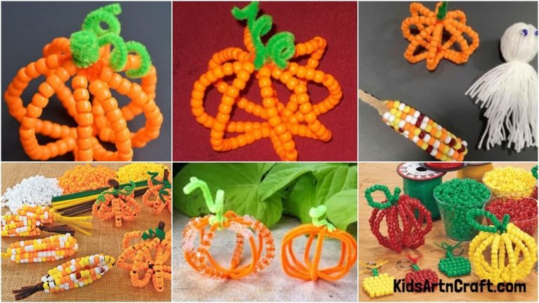 Pony Bead Pumpkin Craft With Pipe Cleaners - Kids Art & Craft