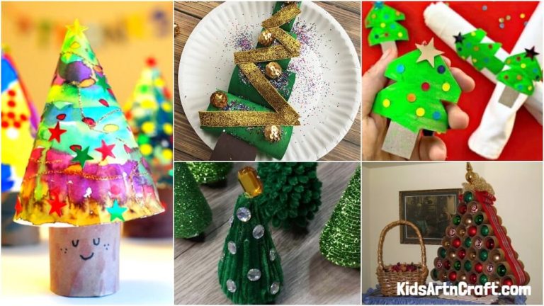 Recycled Toilet Paper Roll Christmas Tree Craft Ideas - Kids Art & Craft