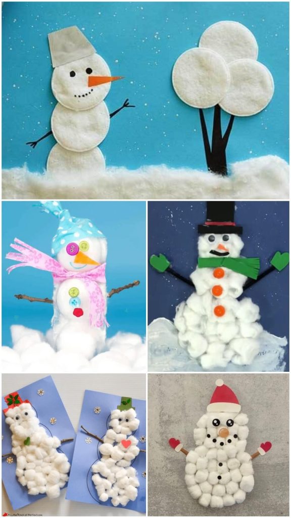 Snowman Craft With Cotton Balls - Kids Art & Craft