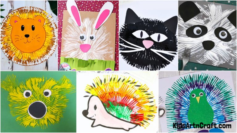 Animal Paintings Using Fork - Kids Art & Craft