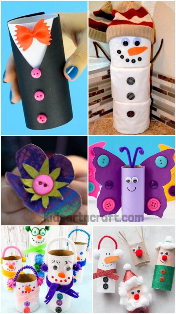 Button Crafts Using Toilet Paper Roll - Kids Art & Craft