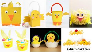 Easter Chick Basket Crafts for Kids - Kids Art & Craft