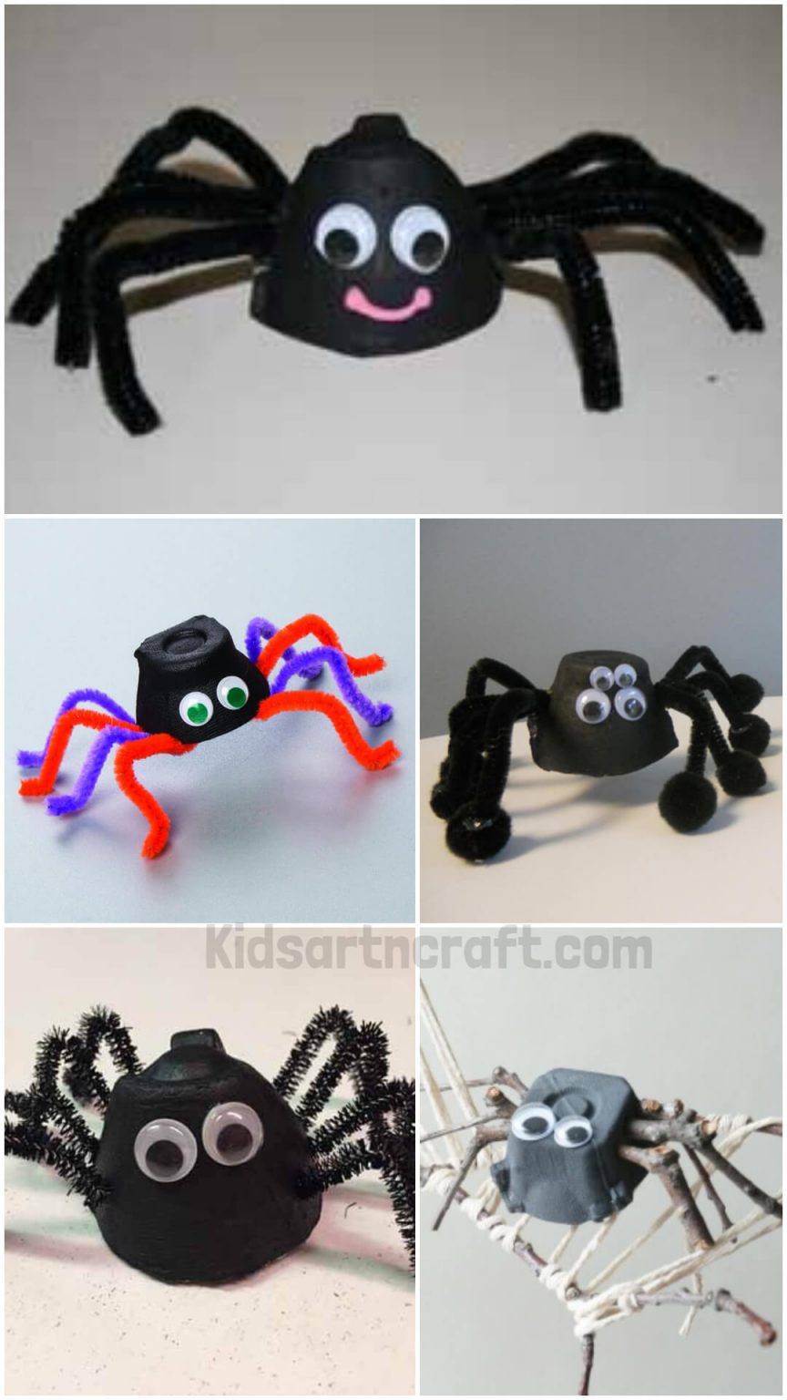 Egg Carton Spider Craft Projects - Kids Art & Craft