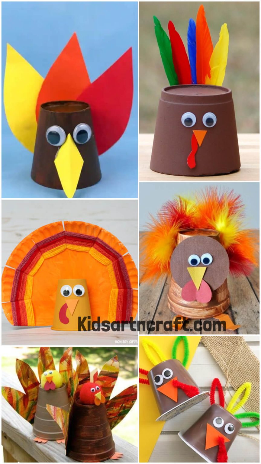 Paper Cup Turkey Crafts - Kids Art & Craft