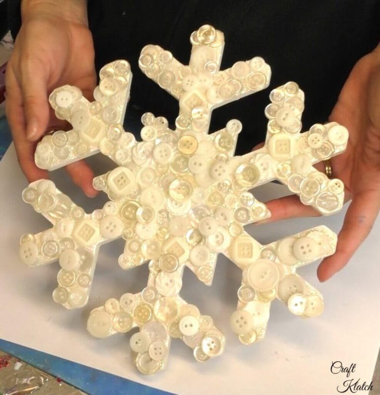 Snowflake Button Crafts Using Popsicle Stick - Kids Art & Craft