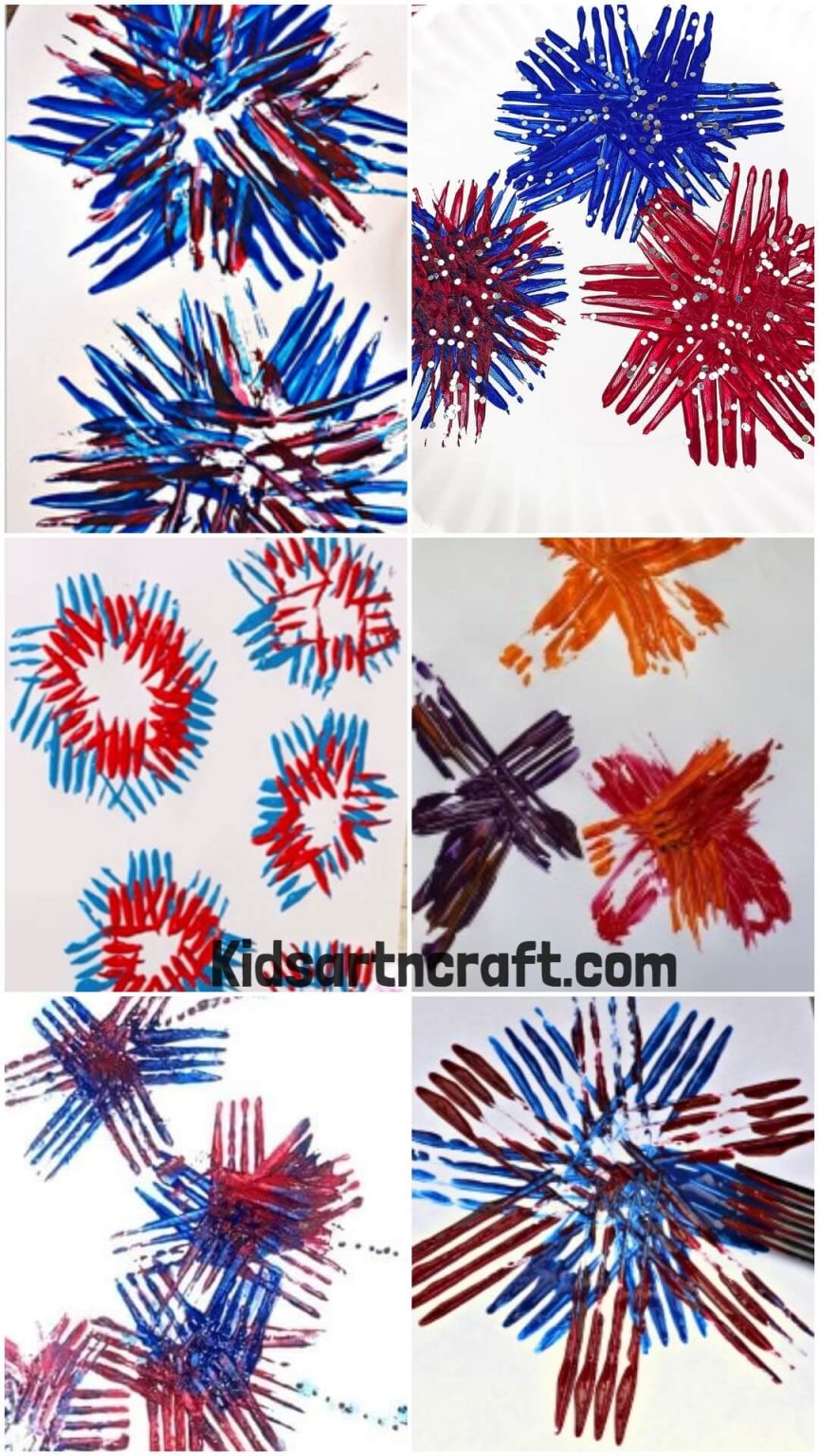 Fireworks Fork Crafts for Kids - Kids Art & Craft