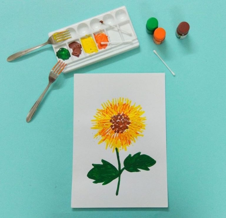 Fork Flower Painting Art Ideas - Kids Art & Craft