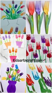 Fork Tulips Art & Craft Ideas - Kids Art & Craft