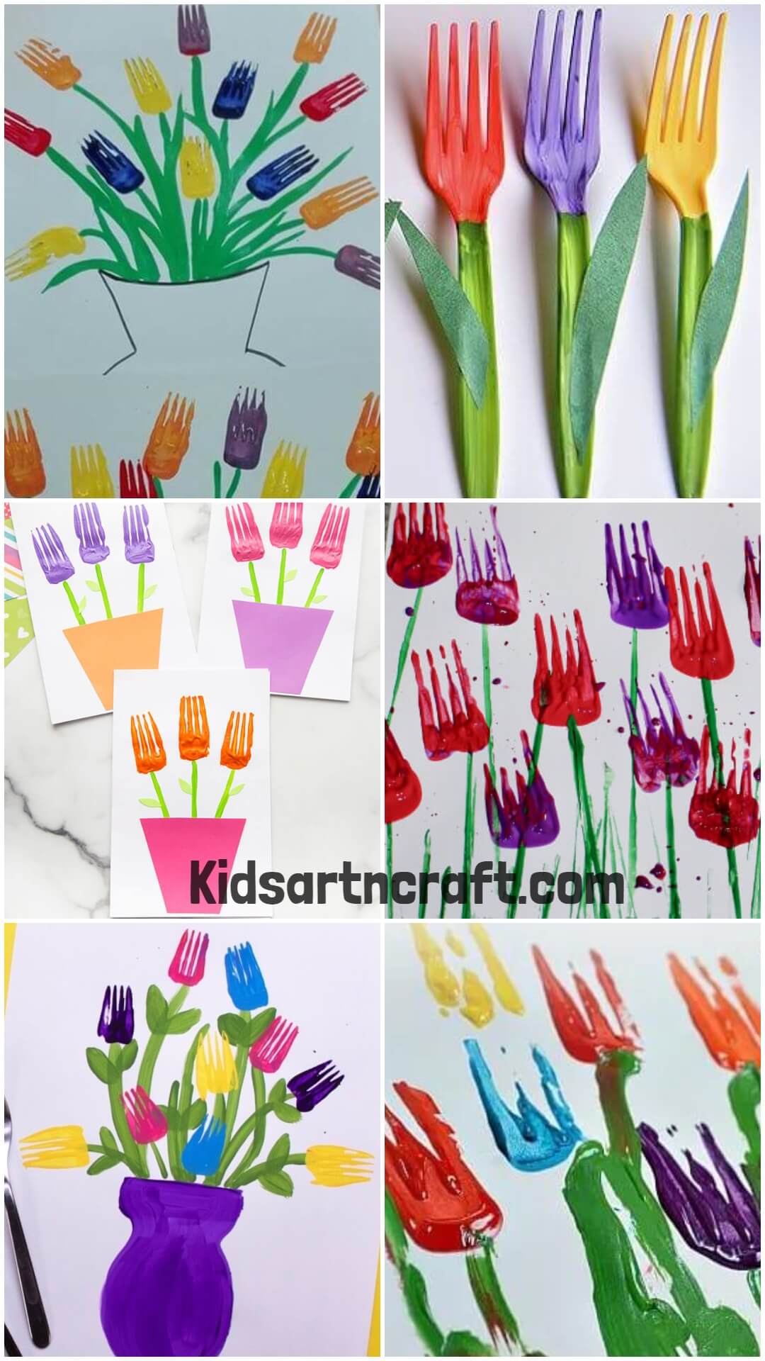 Fork Tulips Art & Craft Ideas - Kids Art & Craft