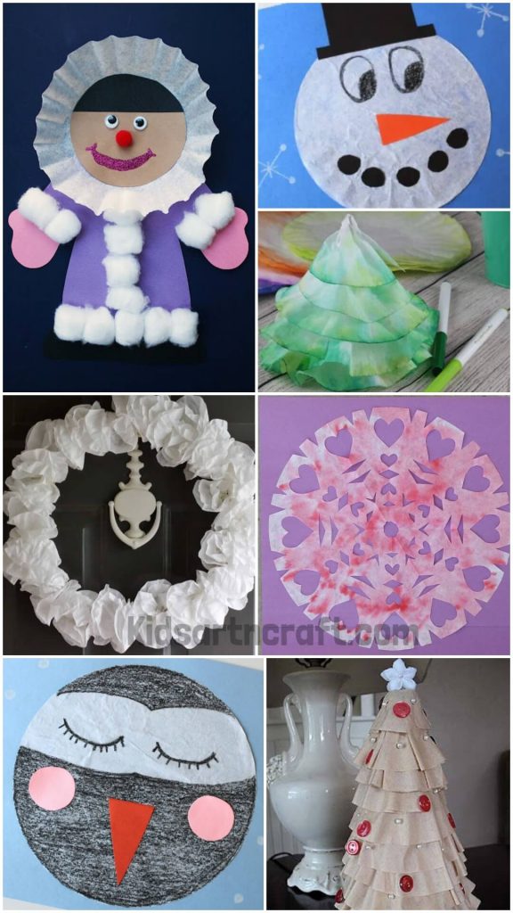 Beautiful Winter Crafts With Coffee Filter - Kids Art & Craft