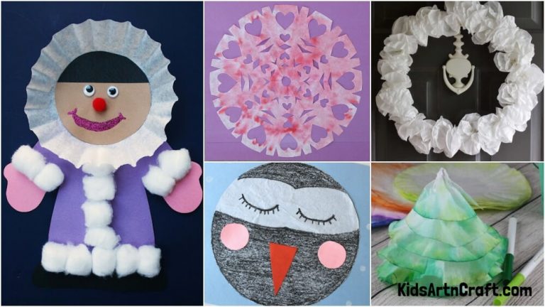 Beautiful Winter Crafts With Coffee Filter - Kids Art & Craft
