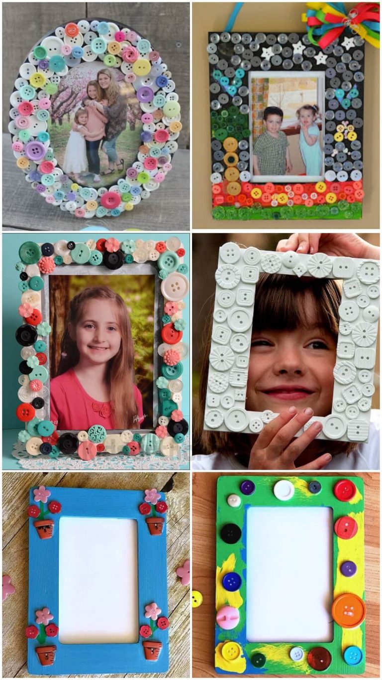 Button Photo Frame Crafts for Kids – Family Picture Frame - Kids Art ...