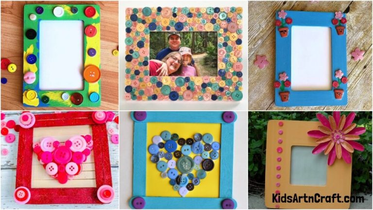 Button Photo Frame Crafts for Kids – Family Picture Frame - Kids Art ...
