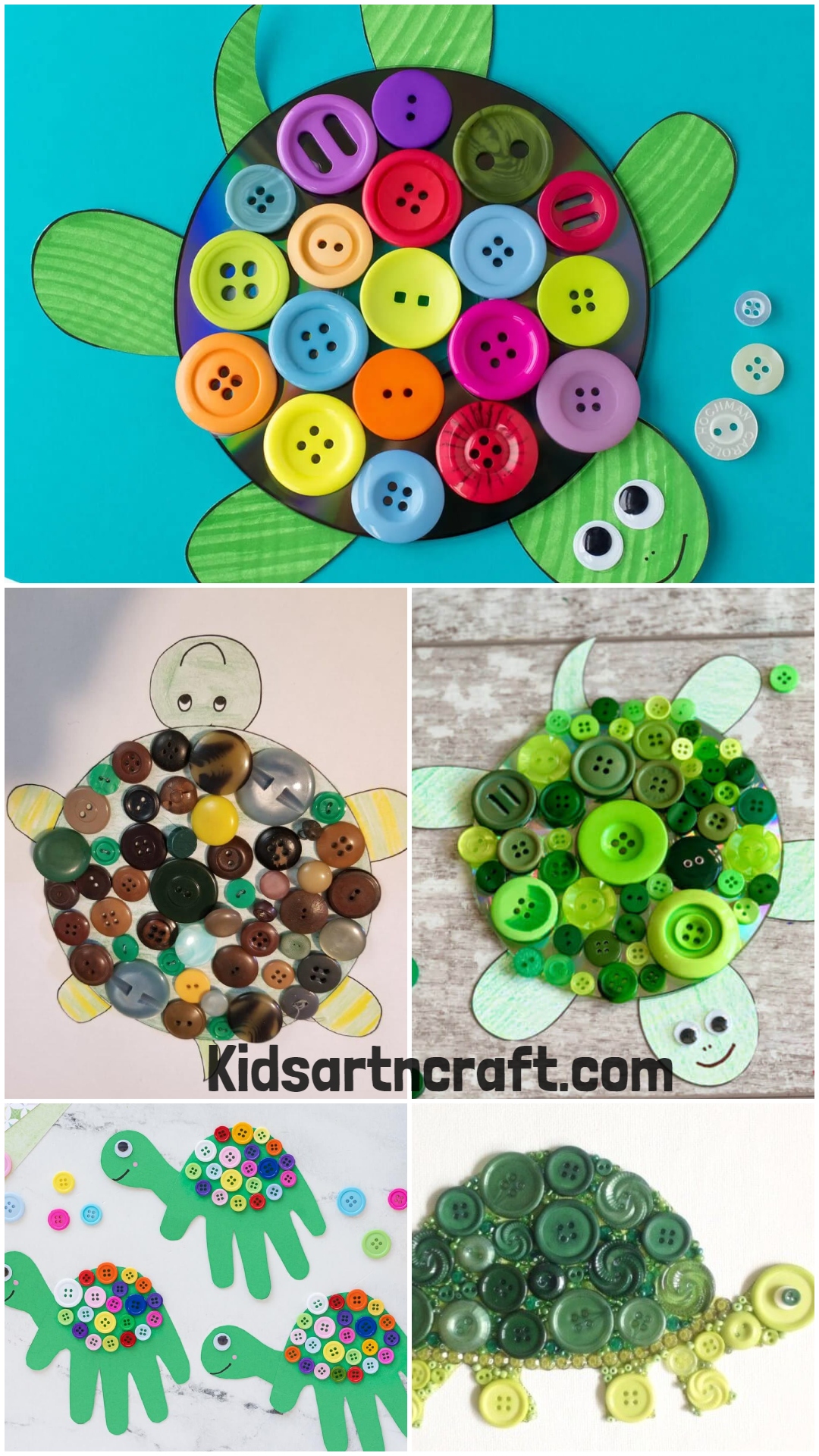 Beautiful Button Turtle Crafts for Kids - Kids Art & Craft