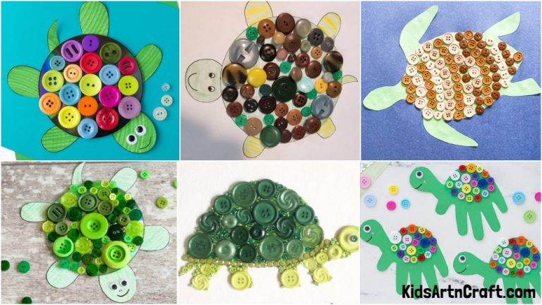 Beautiful Button Turtle Crafts for Kids - Kids Art & Craft