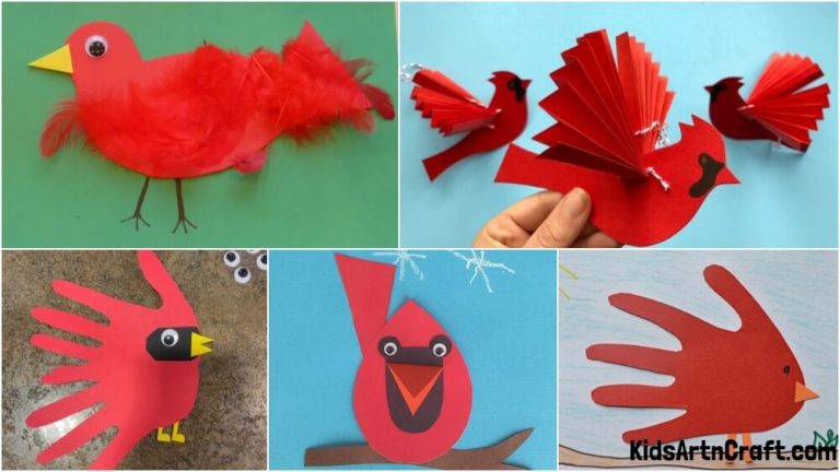 DIY Beautiful Cardinal Craft For Kids - Kids Art & Craft