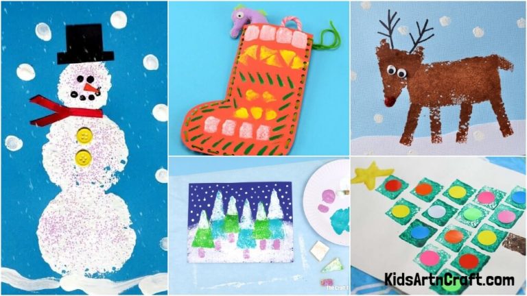 Christmas Sponge Paintings - Kids Art & Craft