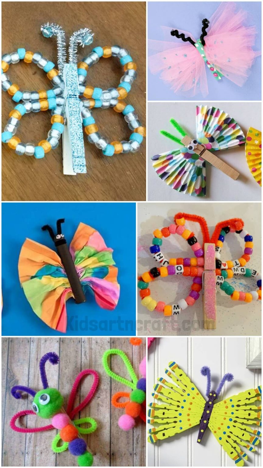 Clothespin Butterfly Crafts Ideas For Kids - Kids Art & Craft