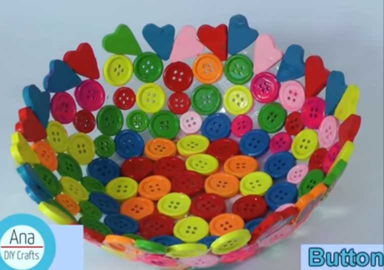 Unique Bowl Craft Ideas using Old Button - Kids Art & Craft