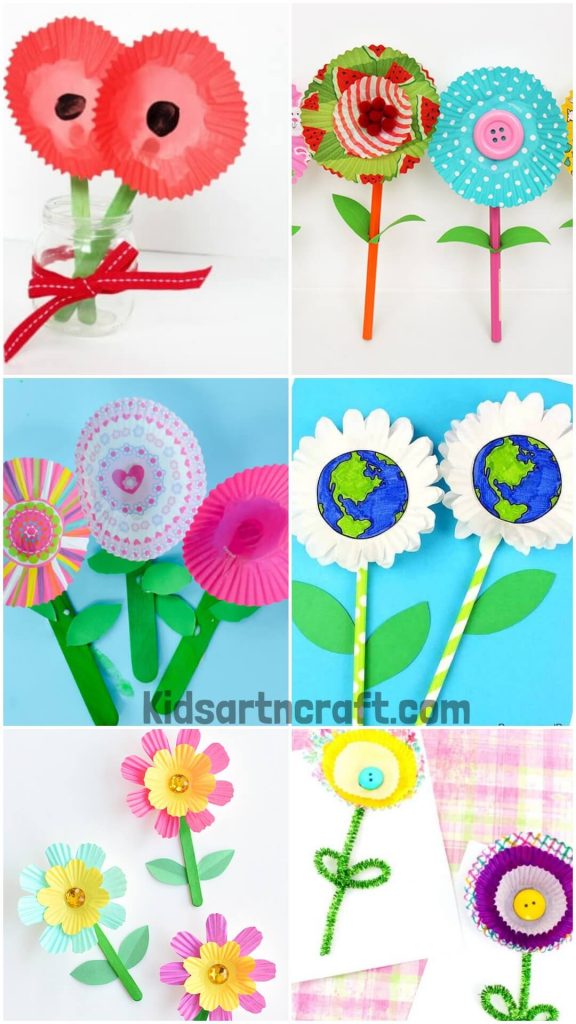 Cupcake Liner Flower Crafts For Kids - Kids Art & Craft