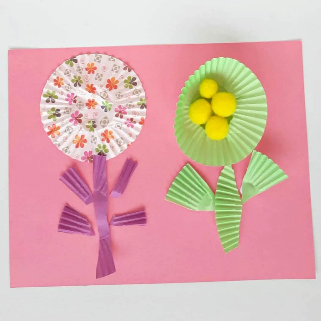 Cupcake Liner Flower Crafts For Kids - Kids Art & Craft