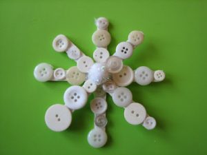 Snowflake Button Crafts Using Popsicle Stick - Kids Art & Craft