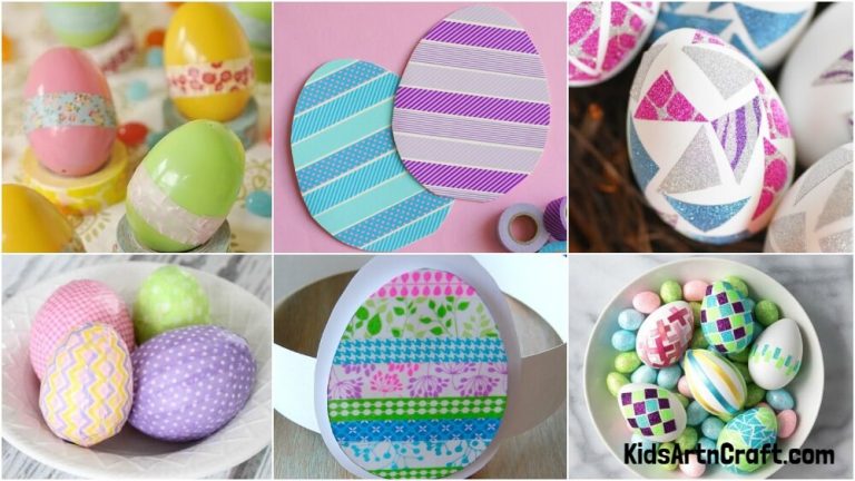 Easter Egg Decoration Craft Using Washi Tape - Kids Art & Craft