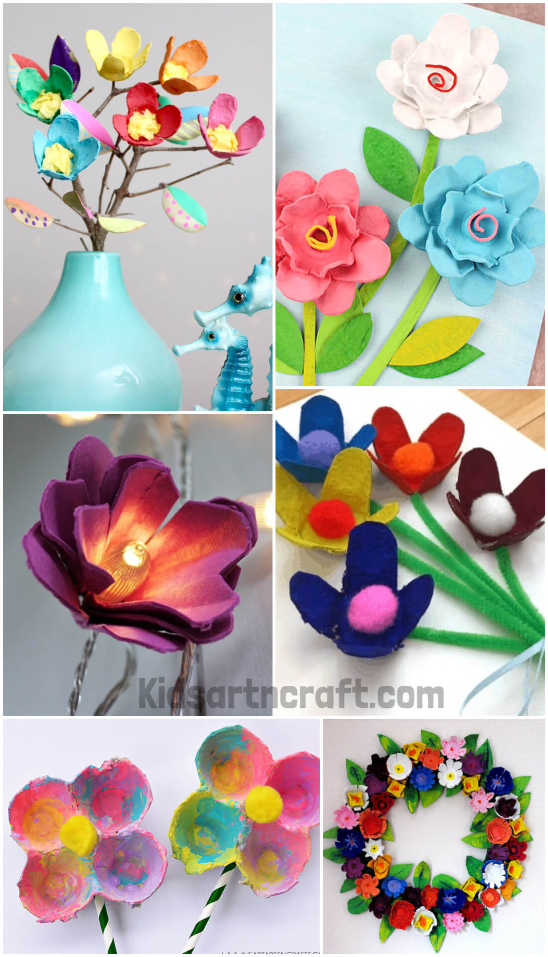 Egg Carton Flower Crafts - Kids Art & Craft