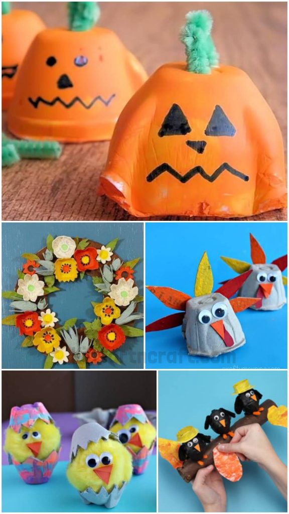 Easy & Simple Fall Egg Carton Crafts - Kids Art & Craft