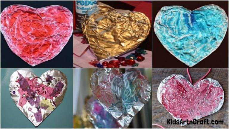 Foil Heart Crafts For Kids - Kids Art & Craft