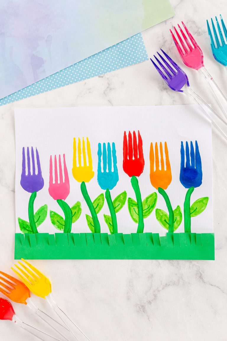 Fork Flower Painting Art Ideas - Kids Art & Craft