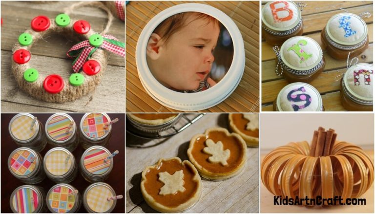 Mason Jar Lid Decor Ideas - Kids Art & Craft