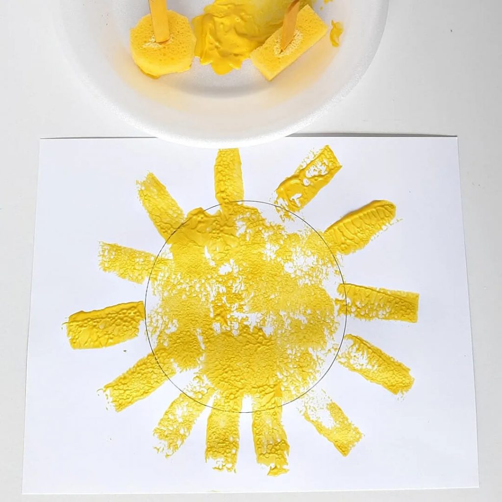 Summer Painting with Sponge Stamps - Kids Art & Craft