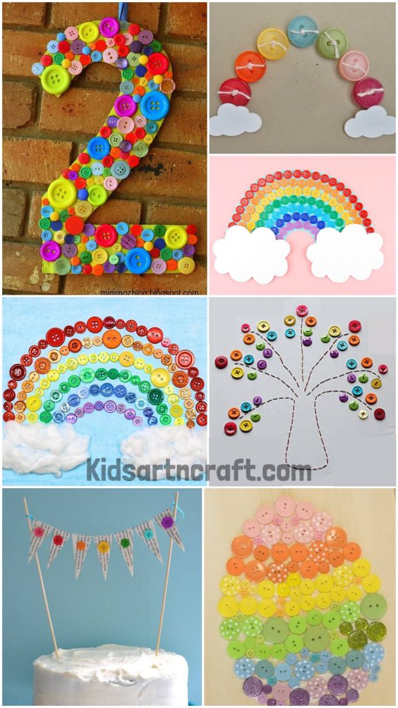 Rainbow Button Crafts For Kids - Kids Art & Craft