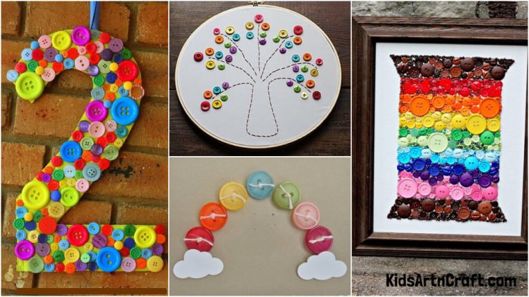 Rainbow Button Crafts For Kids - Kids Art & Craft