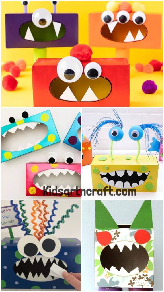 Recycled Tissue Box Monster Crafts - Kids Art & Craft