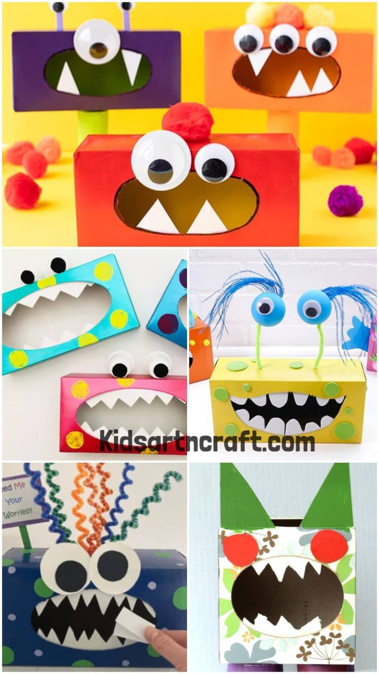 Recycled Tissue Box Monster Crafts - Kids Art & Craft