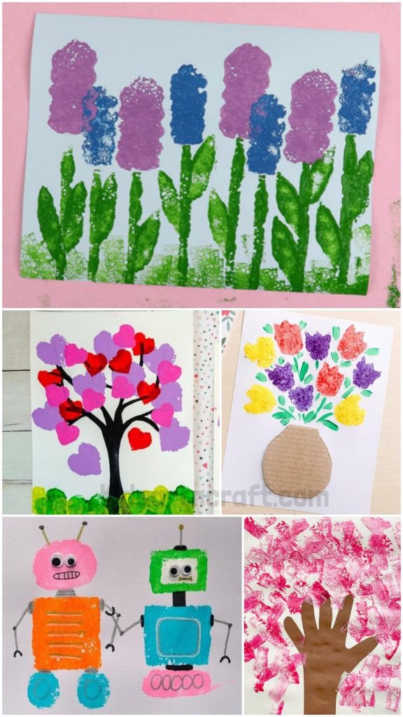 Summer Painting with Sponge Stamps - Kids Art & Craft