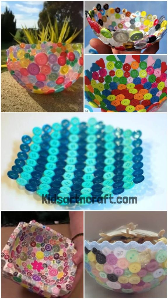Unique Bowl Craft Ideas using Old Button - Kids Art & Craft