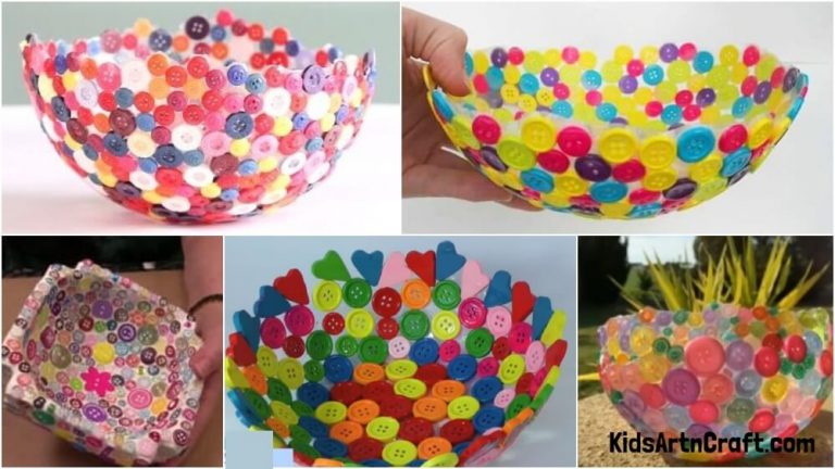 Unique Bowl Craft Ideas using Old Button - Kids Art & Craft