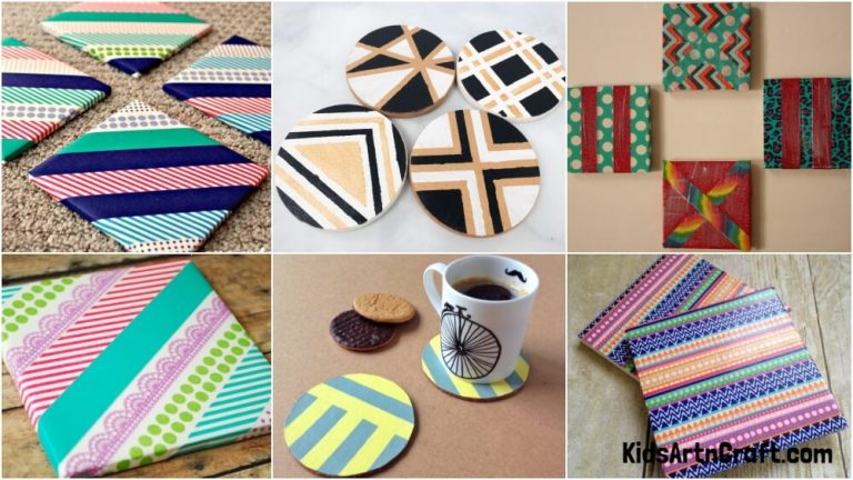 DIY Washi Tape Coaster Craft - Kids Art & Craft
