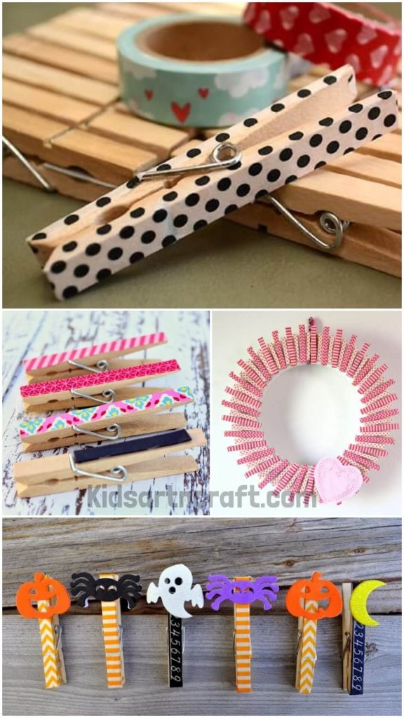 Washi Tape Craft Using Clothespin - Kids Art & Craft